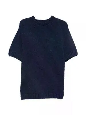 ARTE ANTWERP Logo-intarsia Short-sleeve Sweater - Blue