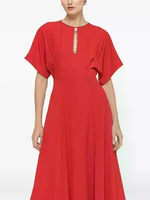 NISSA Crystal-details Maxi Dress - Red