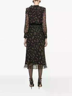 NISSA Floral Silk Midi Dress