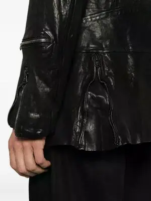 Yohji Yamamoto Hooded Crinkled Leather Coat