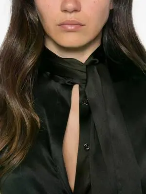 MAZZARELLI Pussy-bow Silk-satin Blouse