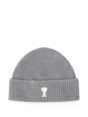 AMI Paris De Coeur Beanie Hat - Grey