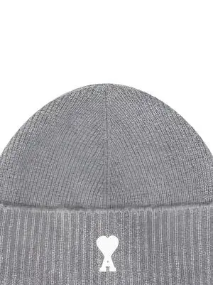 AMI Paris De Coeur Beanie Hat - Grey