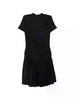Balmain Sequin-embellished Ribbed-knit Mini Dress - Black