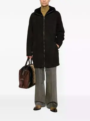 GIORGIO BRATO Hooded Shearling Jacket - Brown