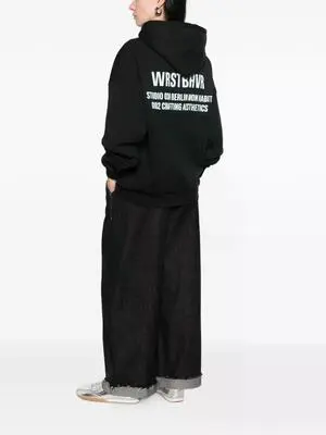 WRSTBHVR Logo-print Cotton-jersey Hoodie - Black