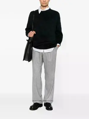 ROBERTO COLLINA Brushed-knit Crew-neck Sweater - Black