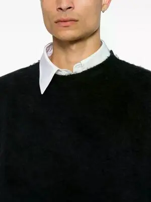 ROBERTO COLLINA Brushed-knit Crew-neck Sweater - Black