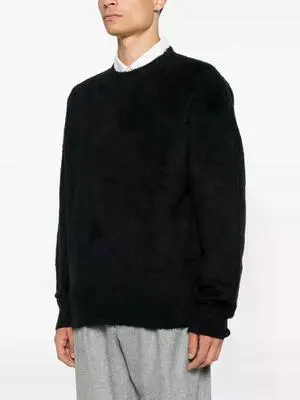 ROBERTO COLLINA Brushed-knit Crew-neck Sweater - Black
