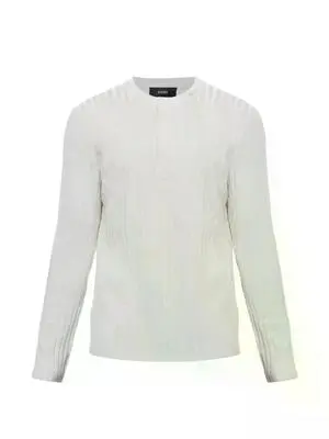 Amiri Henley Ribbed-knit Embroidered-logo Sweater - Neutrals