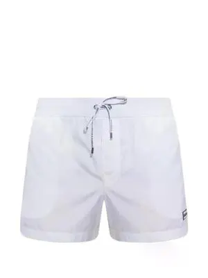 Dolce & Gabbana Drawstring-waist Logo-patch Swim Shorts - White