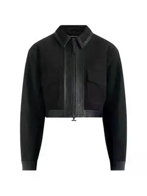 Manière De Voir Suede And Pebbled Leather Jacket - Black