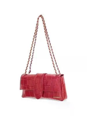 Jacquemus The Bambino Chaine Bag In Croc-effect Leather - Red