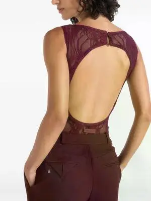 Manière De Voir Rhonda Open-back Lace Bodysuit - Red