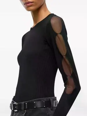 Pinko Lightweight Ribbed Sweater With Sheer Details