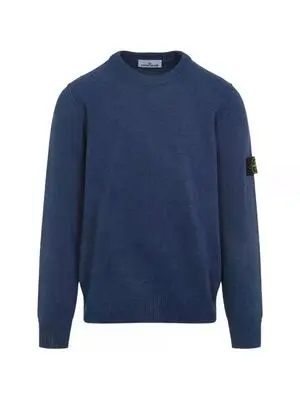 Stone Island Logo-patch Crew-neck Sweater - Blue