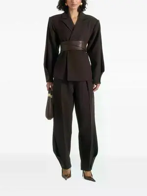 Manière De Voir Marie In Twist Sleeve Tailored Blazer With Belt - Brown