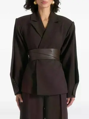 Manière De Voir Marie In Twist Sleeve Tailored Blazer With Belt - Brown