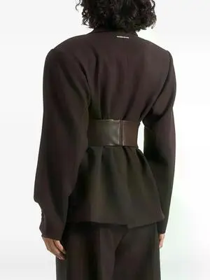 Manière De Voir Marie In Twist Sleeve Tailored Blazer With Belt - Brown