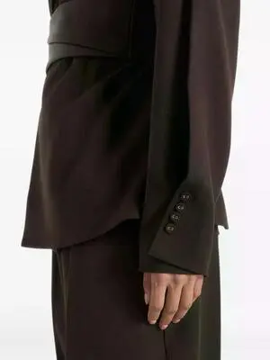 Manière De Voir Marie In Twist Sleeve Tailored Blazer With Belt - Brown