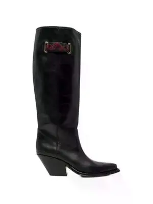 Chloé Azelan Embroidered Boots - Black