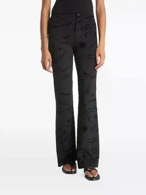 Desigual Flocked-monogram Flared Trousers