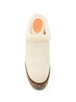 Chloé Maxime Shearling-trim Wedge Mules