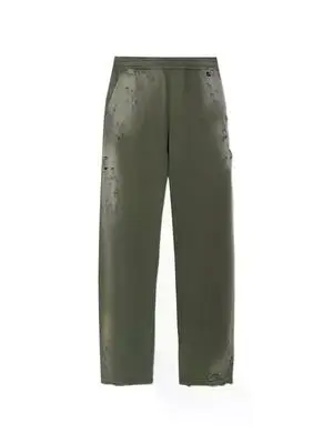 DIESEL® Cotton Sweatpants With Destroyed Effect - Green