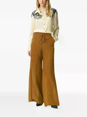 Pinko Lace-up Gabardine-panel Trousers