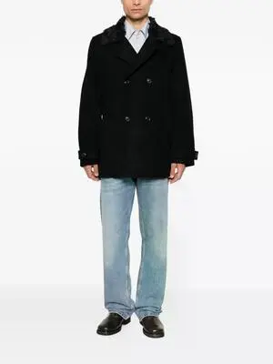 Our Legacy Faux-fur Collar Double-breasted Coat - Black