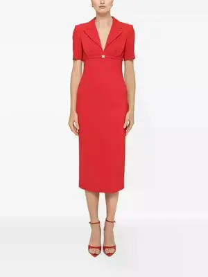 NISSA Fitted Midi Dress - Red