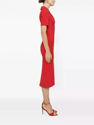 NISSA Fitted Midi Dress - Red