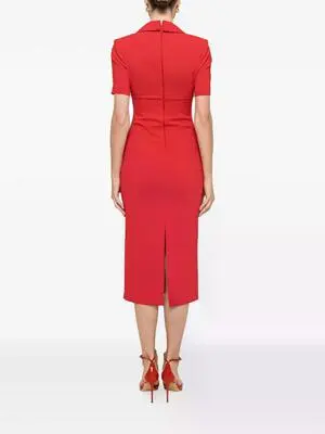 NISSA Fitted Midi Dress - Red