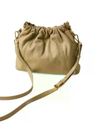 TWINSET Leather Shoulder Bag With Ruching