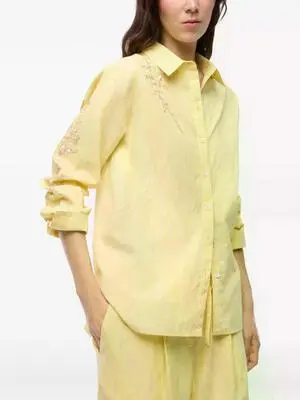 Pinko Striped Shirt With Floral Embroidery