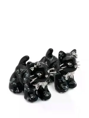 YVMIN Split Kitten Crystal-embellished Earrings - Silver