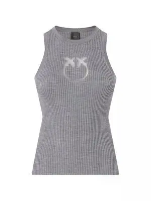 Pinko Ribbed Top With Sheer Love Birds Logo