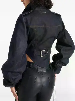 Manière De Voir Solange Denim Tacked Sleeve Corset Jacket