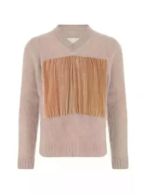 MAISON MARGIELA Velvet-panelled V-neck Sweater