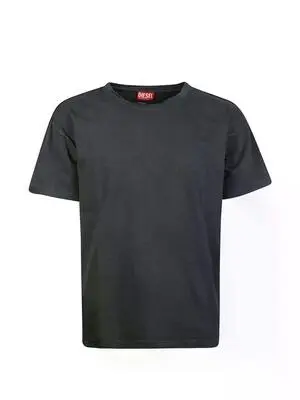 DIESEL® T-shirt With Frayed Edges And Crystal Details - Black