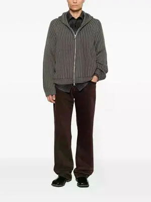 Our Legacy Level Ribbed-knit Hoodie Cardigan