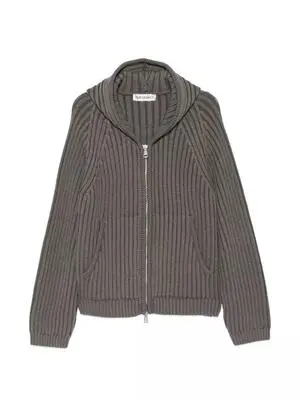 Our Legacy Level Ribbed-knit Hoodie Cardigan - Grey