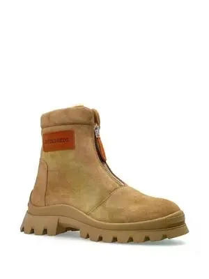 Dsquared2 Logo-patch Suede Boots - Neutrals