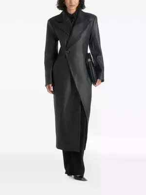 Manière De Voir Esma Leather Asymmetric Coat With Cinch Belt