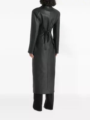 Manière De Voir Esma Leather Asymmetric Coat With Cinch Belt