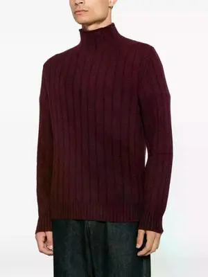 Brunello Cucinelli Ribbed-knit High-neck Sweater - Purple