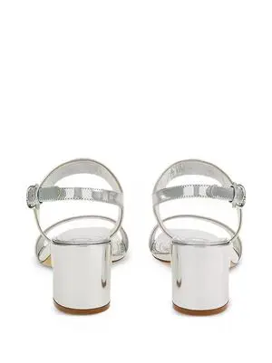 FERRAGAMO Gancini Metallic Leather Sandals