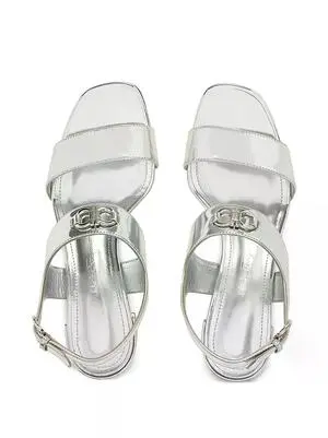 FERRAGAMO Gancini Metallic Leather Sandals