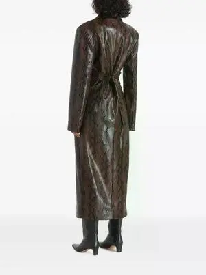 Manière De Voir Esma Python Asymmetric Coat With Cinch Belt