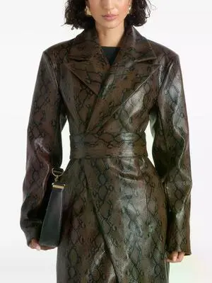 Manière De Voir Esma Python Asymmetric Coat With Cinch Belt